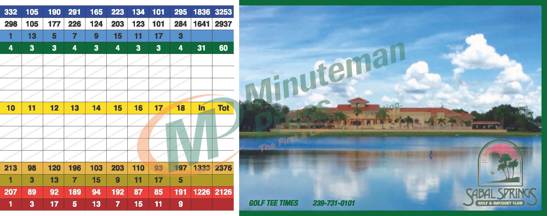 Scorecard - Sabal Springs Golf & Racquet Club