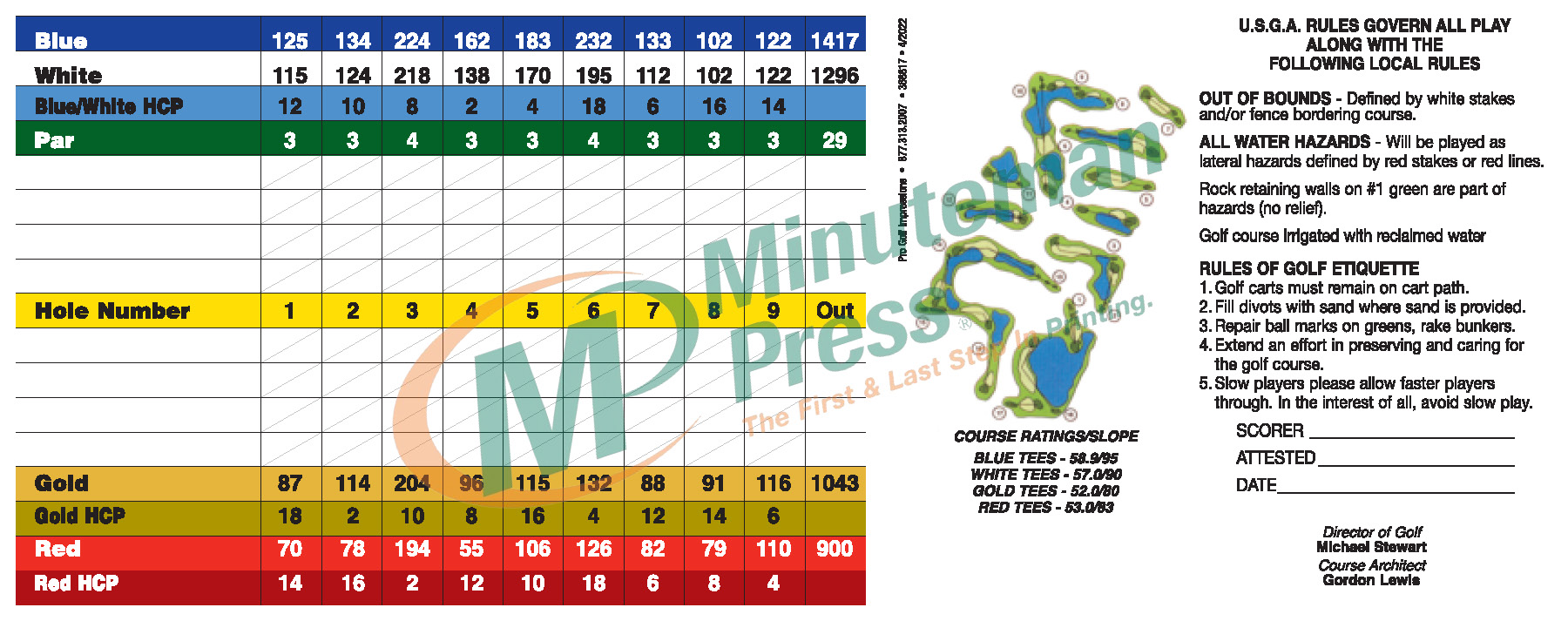 Scorecard - Sabal Springs Golf & Racquet Club