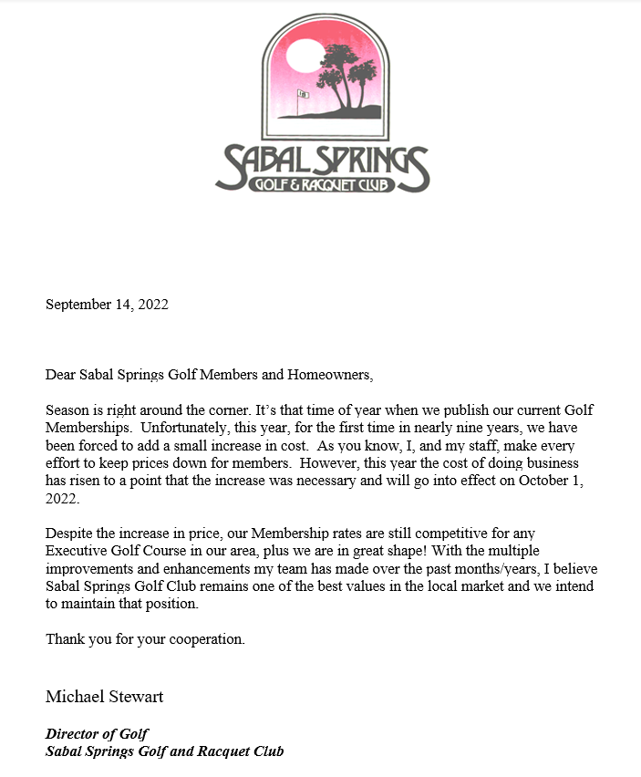 Memberships - Sabal Springs Golf & Racquet Club